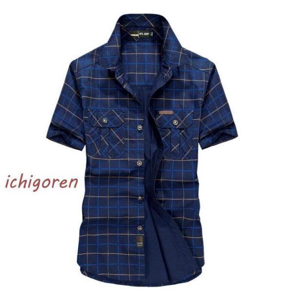 夏 メンズ 上着 半袖 シャツ ワイシャツ チェック柄 カジュアル ファッション 大きいサイズあり ビジネス ゆったり3色 : Toleaf ヤフーショップ - 通販 - Yahoo!ショッピング