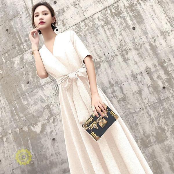 パーティードレス マキシ丈ワンピース 結婚式 五分袖 ロング丈 黒 袖あり お呼ばれ 大きいサイズ 二次会 大人 女性 上品 おしゃれ 20代 ...