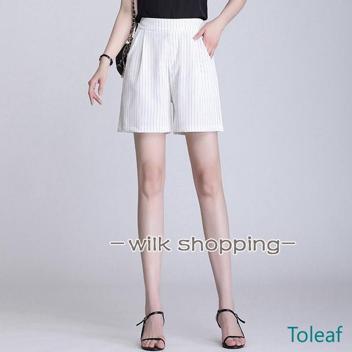 ショートパンツ ボトムス レディース 夏 ストライブ フォーマル ワイド 短パン : Toleaf ヤフーショップ - 通販 - Yahoo!ショッピング