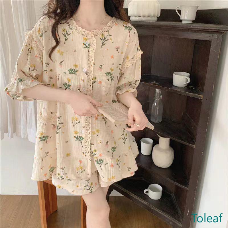 パジャマ レディース 夏 涼しい ルームウェア トップス+パンツセットアップ 上下2点セット 寝間着 ナイトウエア 着心地 部屋着 半袖 前開き 短パンツ 可愛い き : Toleaf ヤフー ...