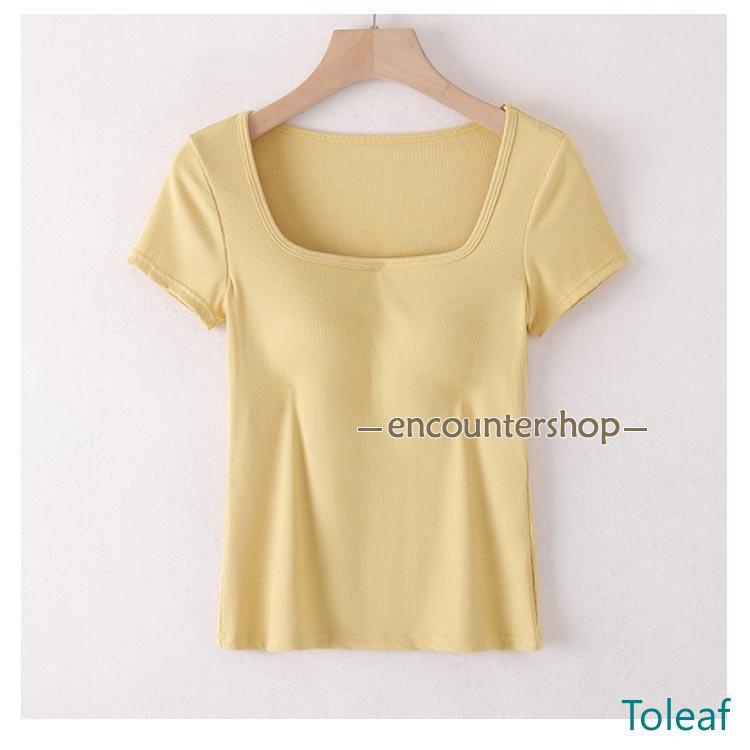カップ付き Tシャツ Tシャツブラ インナー 半袖 大人可愛い トップス スクエアネックTシャツ 春 夏 半袖Tシャツ 着やせ カジュアル フェミニン : Toleaf ヤフーショップ ...