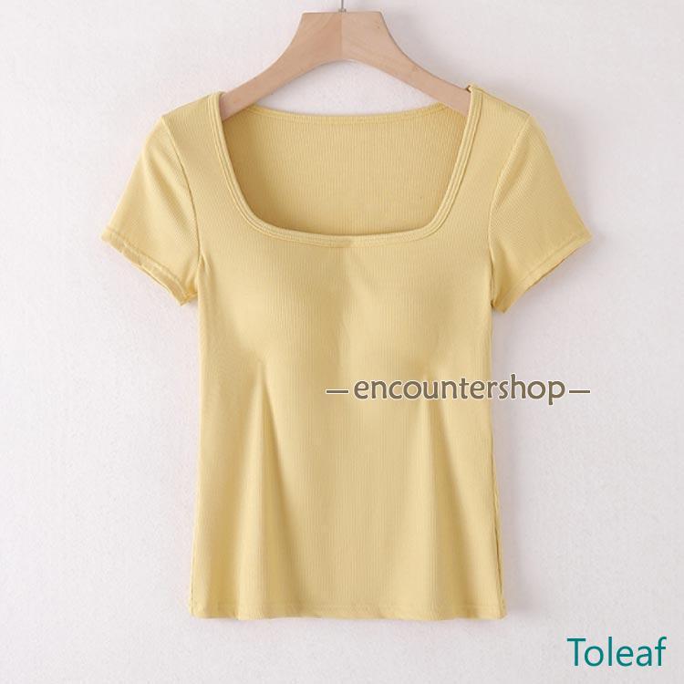 カップ付き Tシャツ Tシャツブラ インナー 半袖 大人可愛い トップス スクエアネックTシャツ 春 夏 半袖Tシャツ 着やせ カジュアル フェミニン : Toleaf ヤフーショップ ...