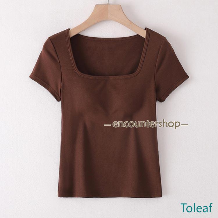 カップ付き Tシャツ Tシャツブラ インナー 半袖 大人可愛い トップス スクエアネックTシャツ 春 夏 半袖Tシャツ 着やせ カジュアル フェミニン : Toleaf ヤフーショップ ...