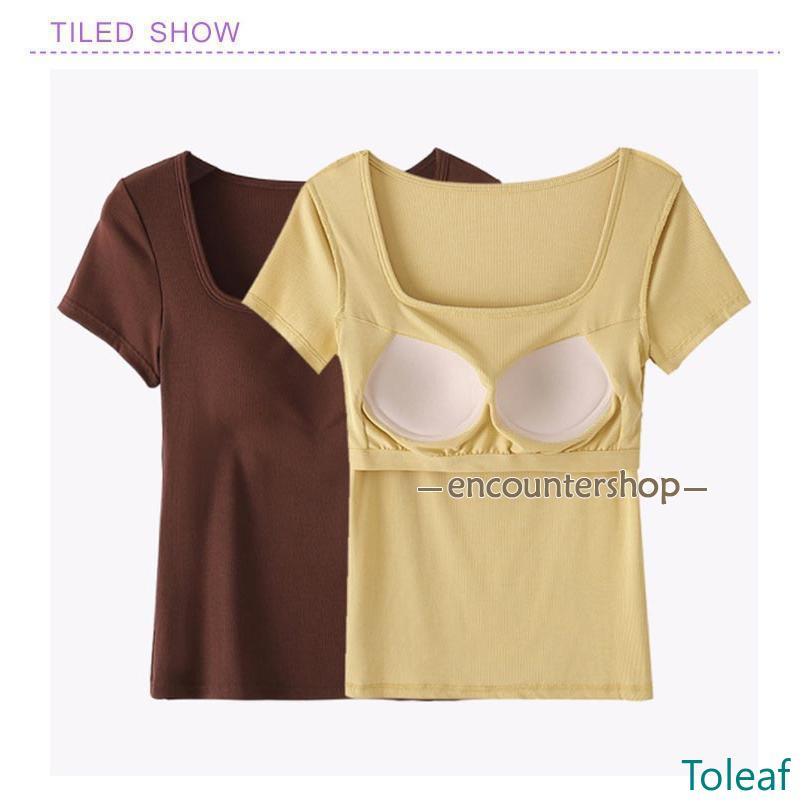 カップ付き Tシャツ Tシャツブラ インナー 半袖 大人可愛い トップス スクエアネックTシャツ 春 夏 半袖Tシャツ 着やせ カジュアル フェミニン : Toleaf ヤフーショップ ...
