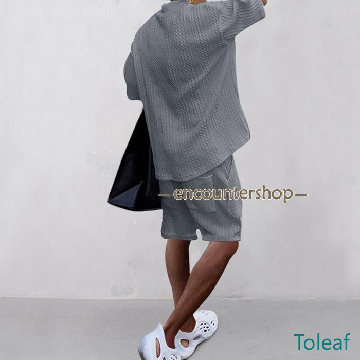 セットアップ メンズ 上下セット サマーニット カットソー 半袖 Vネック : Toleaf ヤフーショップ - 通販 - Yahoo!ショッピング