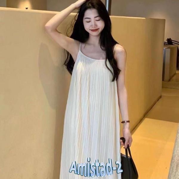 プリーツワンピース XL インナー 夏 キャミソールワンピース 大人 ロングワンピース ノースリーブ キャミソール ワンピース インナーワンピース : Toleaf ヤフーショップ - 通販 ...