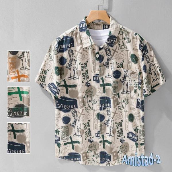 シャツ メンズ ハワイシャツ アロハシャツ カジュアルシャツ トップス 総柄 半袖 100％コットン : Toleaf ヤフーショップ - 通販 - Yahoo!ショッピング