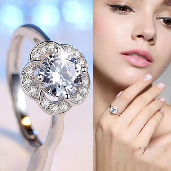 指輪 レディース 贅沢 大粒0.8カラット お花リング 一粒 フリーサイズ シルバー925 プラチナ仕上げ 女性 人気 妻 嫁 母 母の日ギフト : Toleaf ヤフーショップ - 通販 ...