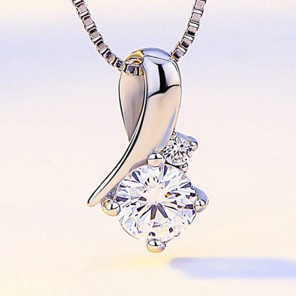 ネックレス レディース 30代40代50代 大粒0.8カラット 一粒 上品/シルバー925 プラチナ仕上げ 母の日ギフト 人気 女性 妻 彼女 娘 : Toleaf ヤフーショップ - 通販 ...