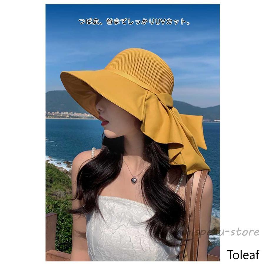 uvカット ぼうし 夏 日除け帽子 春夏 リボンたれ付き 大きめ 日よけ レディース 日焼け防止 遮光 首の後ろ UV つば広帽子 ギフ : Toleaf ヤフーショップ - 通販 ...