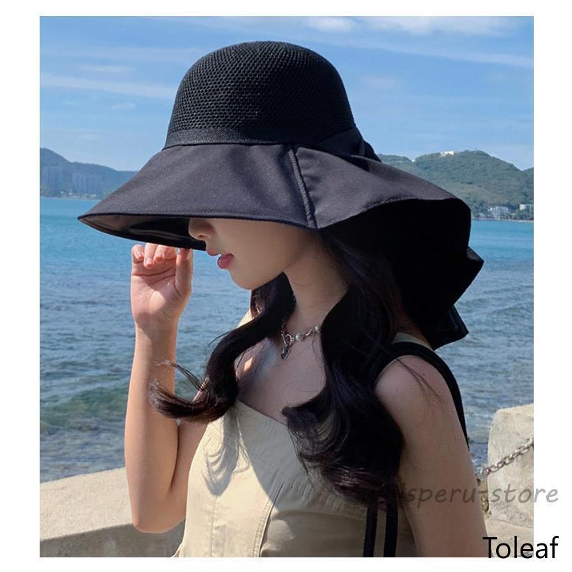 uvカット ぼうし 夏 日除け帽子 春夏 リボンたれ付き 大きめ 日よけ レディース 日焼け防止 遮光 首の後ろ UV つば広帽子 ギフ : Toleaf ヤフーショップ - 通販 ...