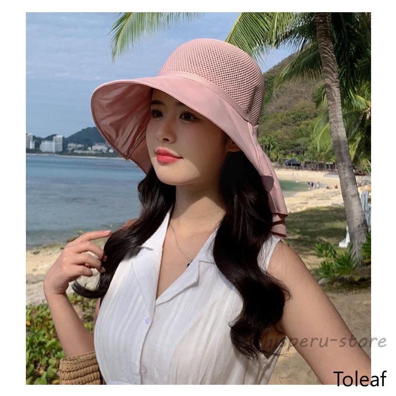 uvカット ぼうし 夏 日除け帽子 春夏 リボンたれ付き 大きめ 日よけ レディース 日焼け防止 遮光 首の後ろ UV つば広帽子 ギフ : Toleaf ヤフーショップ - 通販 ...