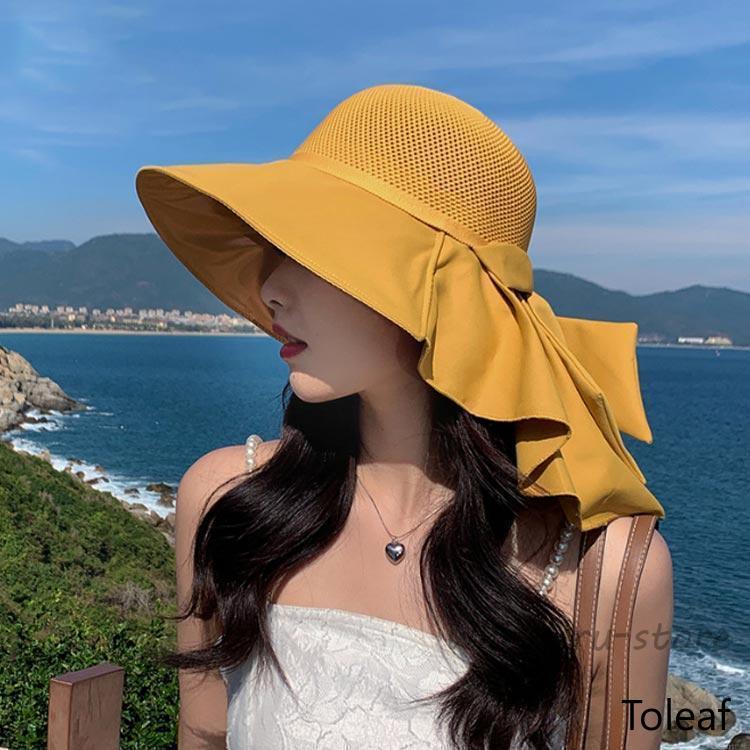uvカット ぼうし 夏 日除け帽子 春夏 リボンたれ付き 大きめ 日よけ レディース 日焼け防止 遮光 首の後ろ UV つば広帽子 ギフ : Toleaf ヤフーショップ - 通販 ...