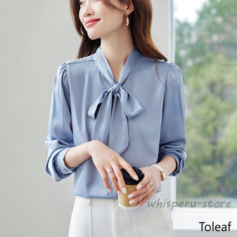 長袖ブラウス フォーマルブラウス ビジネス レディース トップス シャツブラウス リボン付き 通学通勤 オフィス ブラウス シャツ ロングスリーブ : Toleaf ヤフーショップ - 通販 ...