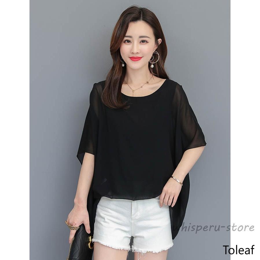 チュニック シフォンブラウス 柄 ドルマンスリーブ ゆったり インナー付き レディース トップス : Toleaf ヤフーショップ - 通販 - Yahoo!ショッピング