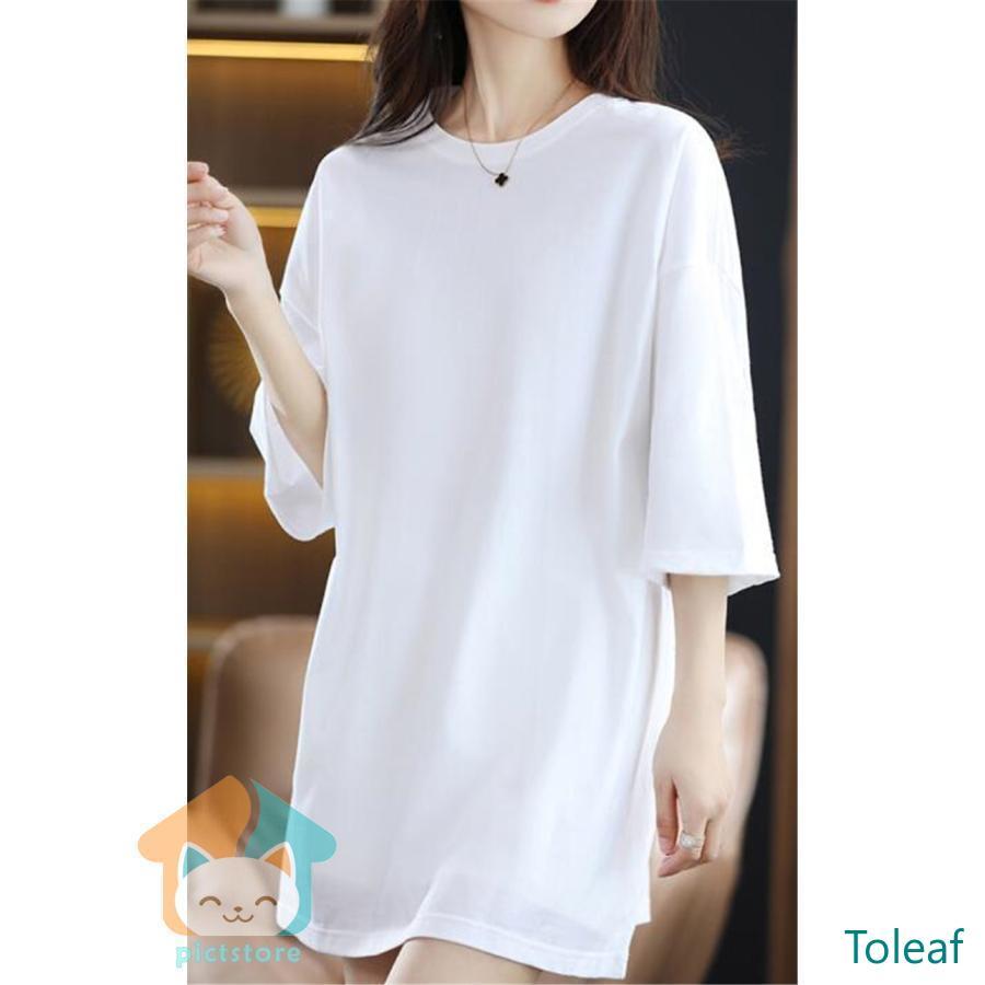Tシャツ レディース カットソー 半袖 tシャツ 大きいサイズ ロング丈 五分袖 ロングT トップス 体型カバー ゆったり 無地 おしゃれ : Toleaf ヤフーショップ - 通販 ...