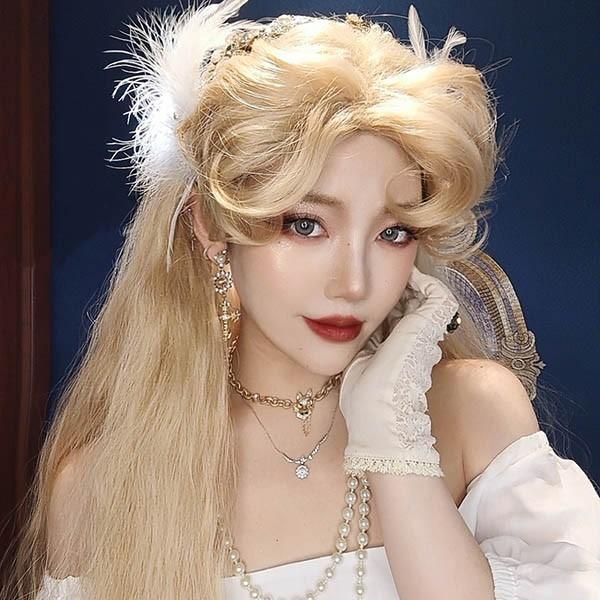 中世の貴族風 金髪 巻き毛 フルウィッグ かつら 長髪 超ロング ロリータ lolita 前髪あり 自然 キュート ウイッグ 小顔効果抜群 : Toleaf ヤフーショップ - 通販 ...
