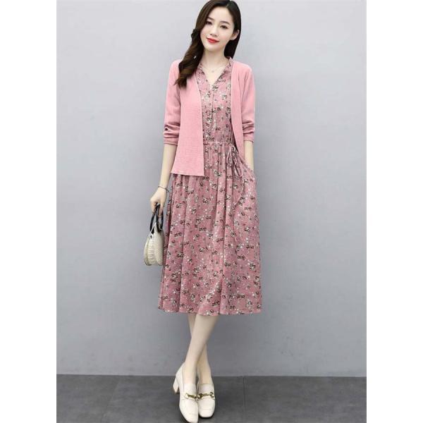 セットアップ レディース 春秋 40代 長袖 トップス カットソー マキシワンピース Vネック 花柄 綿麻 大きいサイズ きれいめ おしゃれ 着痩せ 通勤 上品 OL 新品 : Toleaf ...