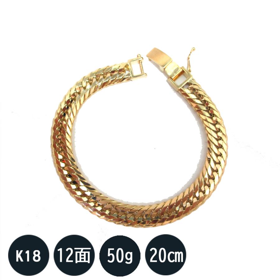 tomatosarada 喜平 ブレスレット K18 18金 十二面トリプル(50g-20cm)中留（中折れ）S 12面 トリプル キヘイ (造幣局検定マーク刻印入) : 金のトマトサラダ ...