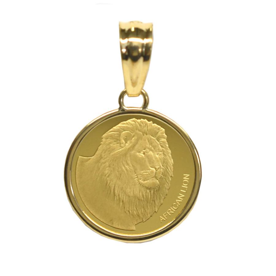 tomatosarada アフリカアニマル金貨 K24（純金 K24）2.5g アフリカアニマルコイン K18枠付きペンダントトップ ライオン・象・キリン : Tomatosarada(トマト ...