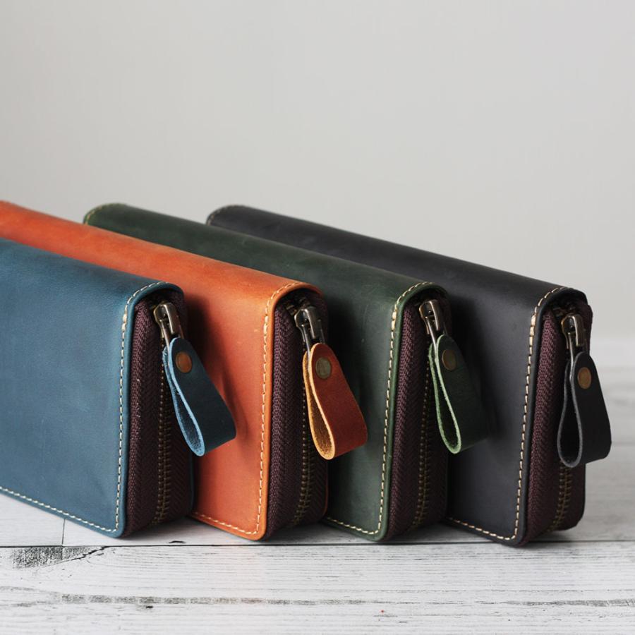 長財布 本革×デニム オイルラウンド ロング 大容量 ラウンドファスナー 仕切りいっぱい W-362 : TOMATOTAMOT - 通販 - Yahoo!ショッピング