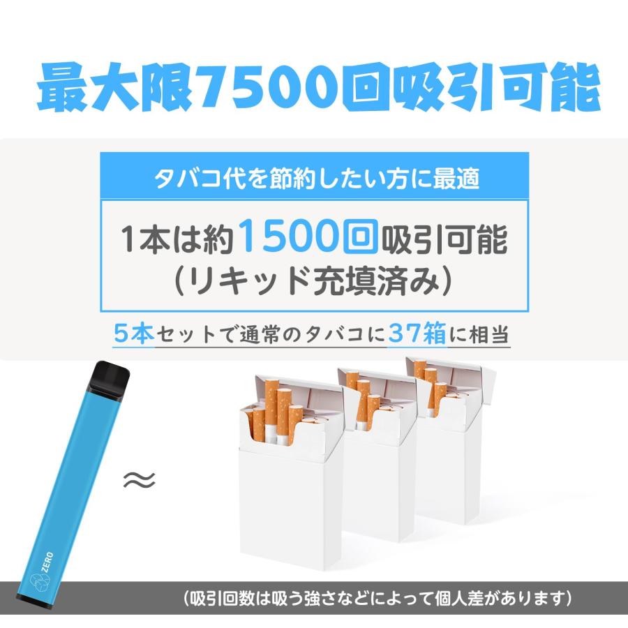 電子タバコ 使い捨て VAPE フローズン風味 7500回吸引可能 5本セット 大容量 持ち運び シーシャ タールなし ニコチンなし 禁煙 爆煙 ベイプ JO5Plus型 NICOCO : 富 ...