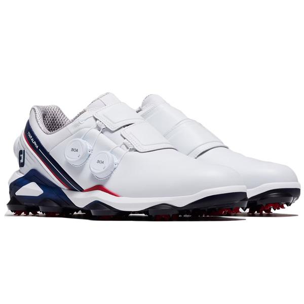 フットジョイ FJ TOUR ALPHA FJ ツアーアルファ トリプルボア ゴルフシューズ ホワイト×ネイビー×レッド FootJoy ...
