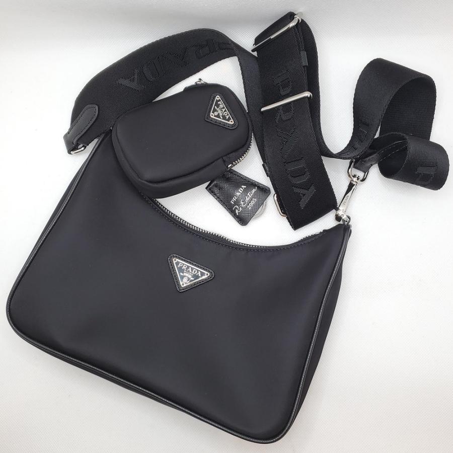 PRADA 美品 TO1 プラダ 1BH204 Re-Edition ナイロン×サフィアーノ NERO ブラック ショルダーバッグ 付属品完品 ギャランティーカード付き : リサイクルマート富 ...