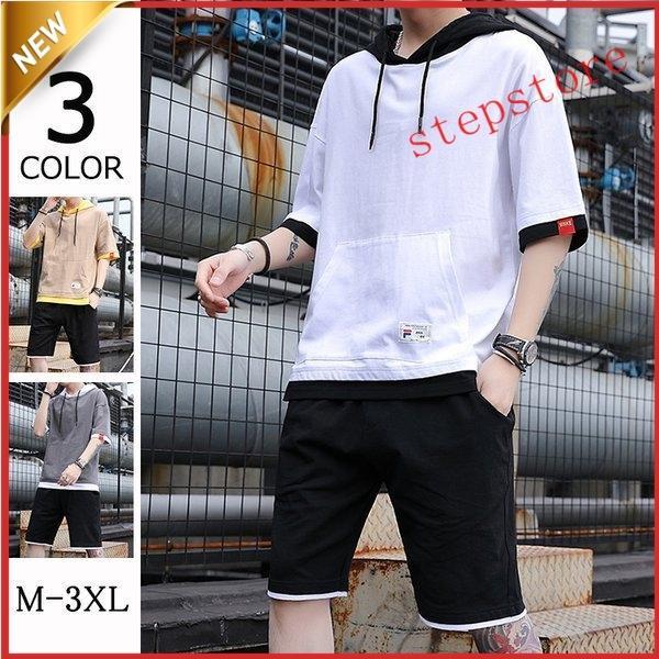 ジャージ上下メンズおしゃれセットアップ半袖パーカースウェット上下セットスポーツトレーニング夏 : CXYストア - 通販 - Yahoo!ショッピング