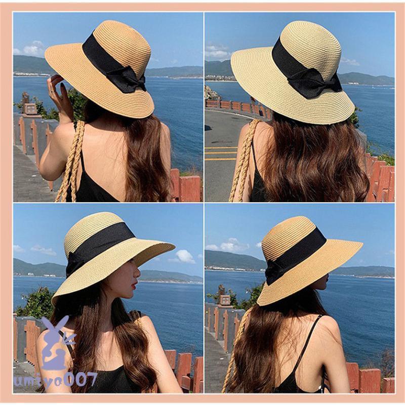 麦わら帽子 レディース つば広 紫外線カット 夏 異素材 折りたたみ リボン ハット 日よけ UVカット 小顔効果 : CXYストア - 通販 - Yahoo!ショッピング