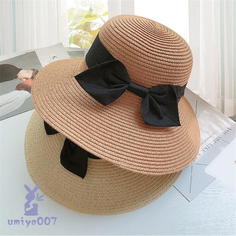 麦わら帽子 レディース つば広 紫外線カット 夏 異素材 折りたたみ リボン ハット 日よけ UVカット 小顔効果 : CXYストア - 通販 - Yahoo!ショッピング