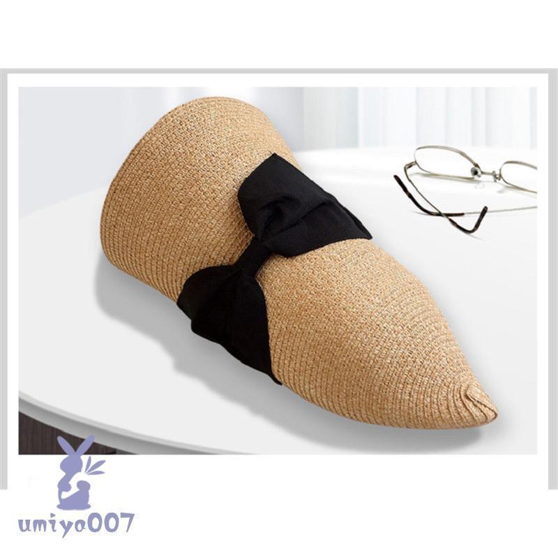 麦わら帽子 レディース つば広 紫外線カット 夏 異素材 折りたたみ リボン ハット 日よけ UVカット 小顔効果 : CXYストア - 通販 - Yahoo!ショッピング