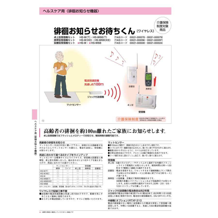 TAKEX 【HS-W(T)】徘徊お知らせお待ちくん(ワイヤレス) 卓上型受信機セット 竹中エンジニアリング : tool-darake - 通販 - Yahoo!ショッピング
