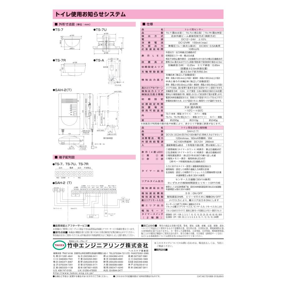 TAKEX 【TS-7U】トイレ用センサー(埋込型) 竹中エンジニアリング : tool-darake - 通販 - Yahoo!ショッピング
