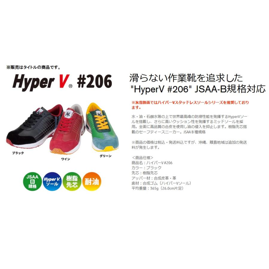 日進ゴム 作業靴 ハイパーV HyperV #206 黒 25.5cm 安全スニーカー 樹脂先芯 耐油 ブラック BLACK 安全靴 送料無料 : ツールキング - 通販 - Yahoo!ショッピング