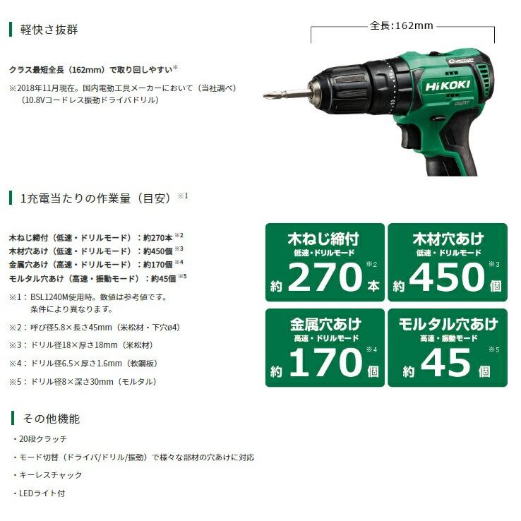 HiKOKI 10.8V コードレス振動ドライバドリル DV12DD(NN) 本体のみ クラッチ20段 10.8V対応 ハイコーキ 日立 : ツールキング - 通販 - Yahoo!ショッピング