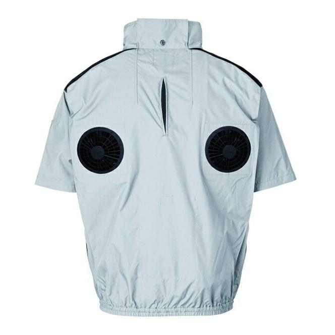 空調服 TM ND-1132 シルバー 上部ファン 半袖 立ち襟 脱着フード対応 フルハーネス仕様 服地のみ スーパーチタン加工 ポリエステル素材 NSP 小型便 : ツールキング - 通販 ...