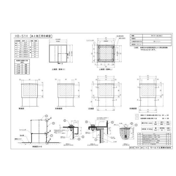【東日本限定】ハットボックス HB-S1H（あと施工用） 屋上配管工事 屋上雨仕舞 建築用ハト小屋 : ツールトレジャー - 通販 - Yahoo!ショッピング