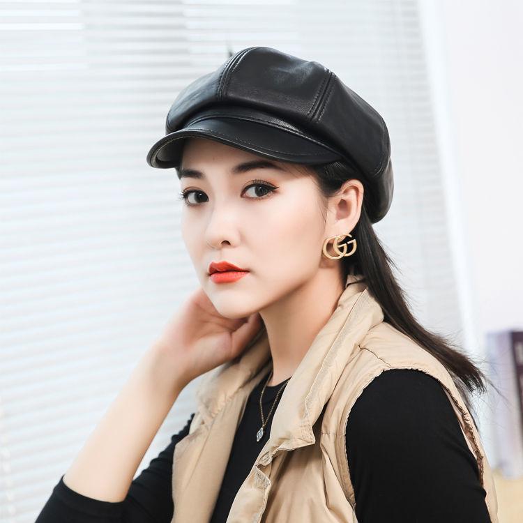 ラム革 春秋冬 ハンチング帽 革帽子 レディース レザー帽子 ラム革 春秋冬 ハンチング帽 革帽子 レディース レザー帽子