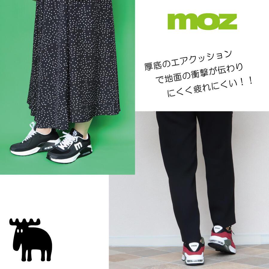 モズ moz スニーカー レディース 靴 楽ちん 疲れにくい 黒 白 ブラック ホワイト 靴 痛くない スポーツ 厚底 ヒール 3E 外反母趾 ...