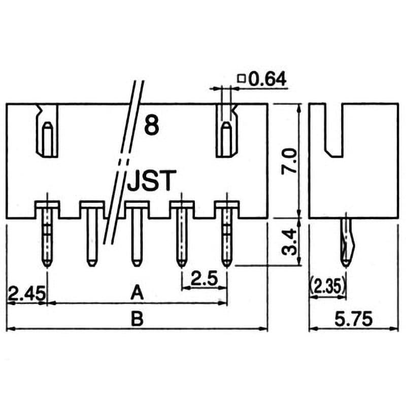 B6B-XH-A(LF)(SN) (2個) XHコネクタ ベース付きポスト クリンチ有 トップ型6P 日本圧着端子製造(JST) : トップカートYahoo!店 - 通販 - Yahoo!ショッピング