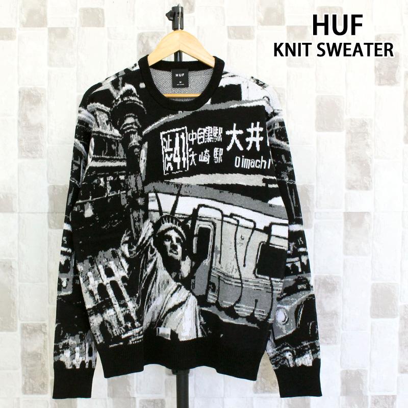 HUF ハフ ワールドワイドコミューターセーター WORLDWIDE COMMUTER SWEATER KN00558 ブラック 長袖 ...