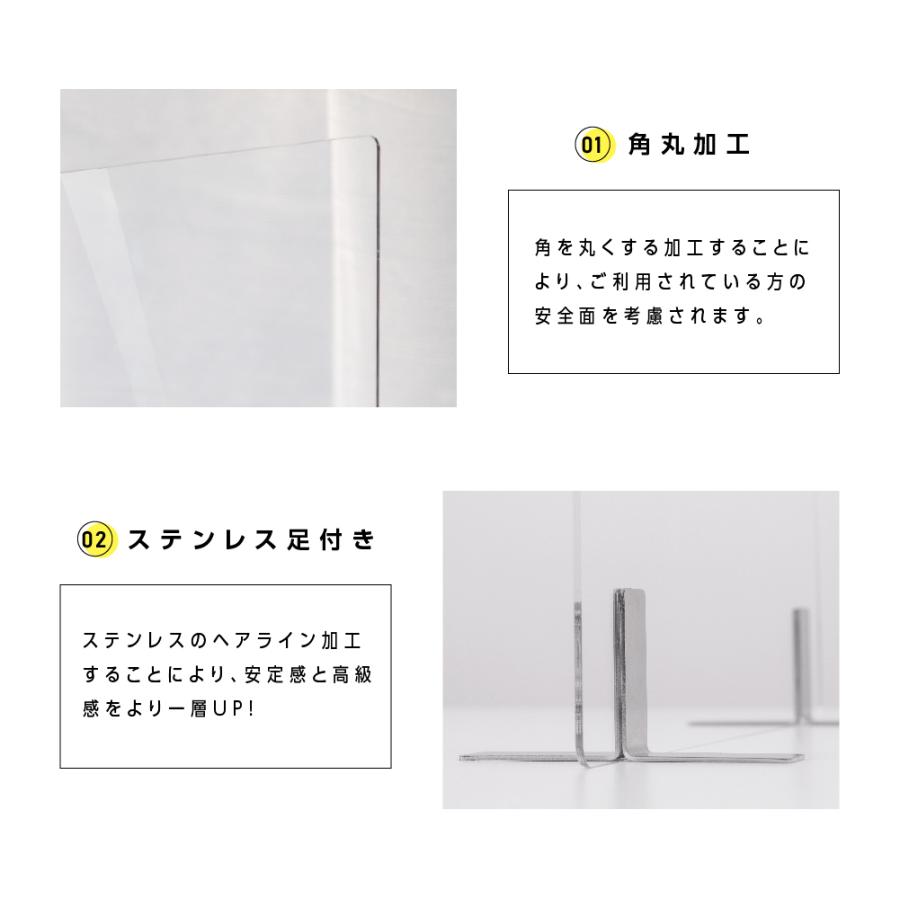頂点デザイン 透明 パーテーション W600×H450mm 2mmPET板 金属足貼り付けだけ固定 仕切り板 卓上 受付 衝立 間仕切り 卓上パネル 滑り止め 飲食店 送料無料 pet2 ...