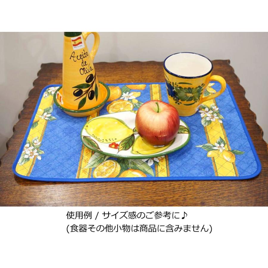 【メール便OK】フランス製キルティングランチョンマット（両面使用可） FLMK-CITRON-BL シトロン/ブルー : 輸入雑貨～カラン ...
