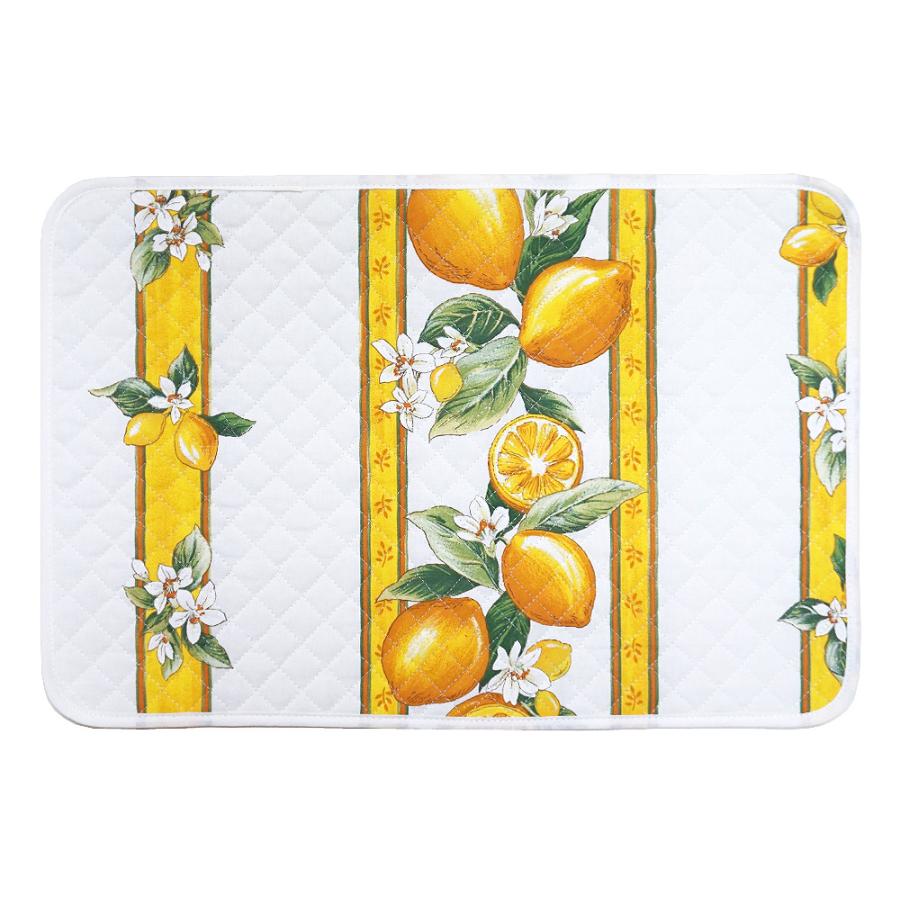 【メール便OK】フランス製キルティングランチョンマット（両面使用可） FLMK-CITRON-WT シトロン/ホワイト : 輸入雑貨～カラン ...