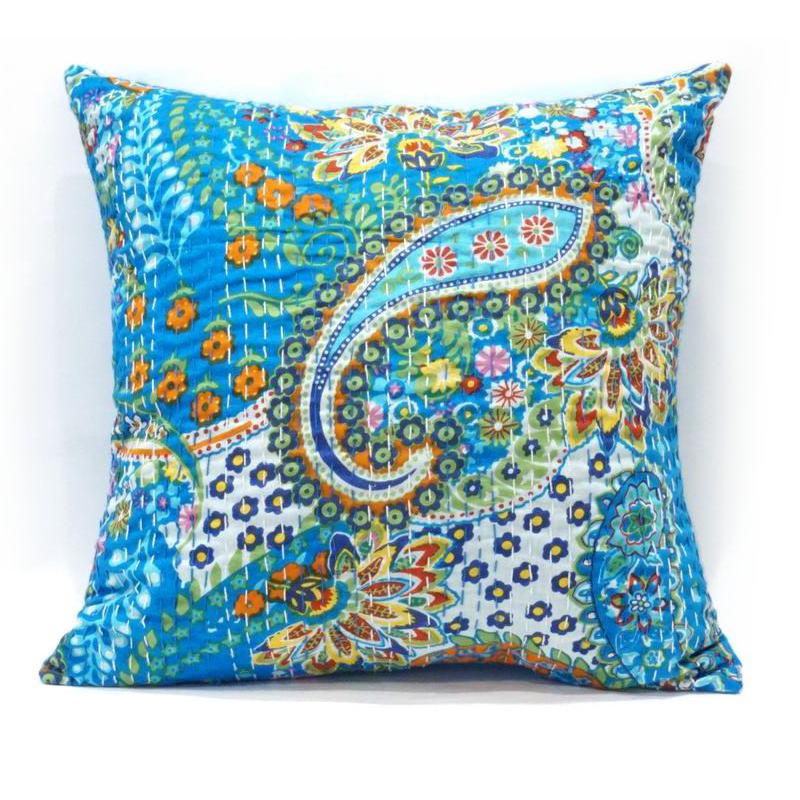 インド製「カンタキルト」クッションカバー ペイズリー/ターコイズ KCC-PSTQ : 輸入雑貨～カランフィル(旧店名 トプカプ) - 通販 - Yahoo!ショッピング