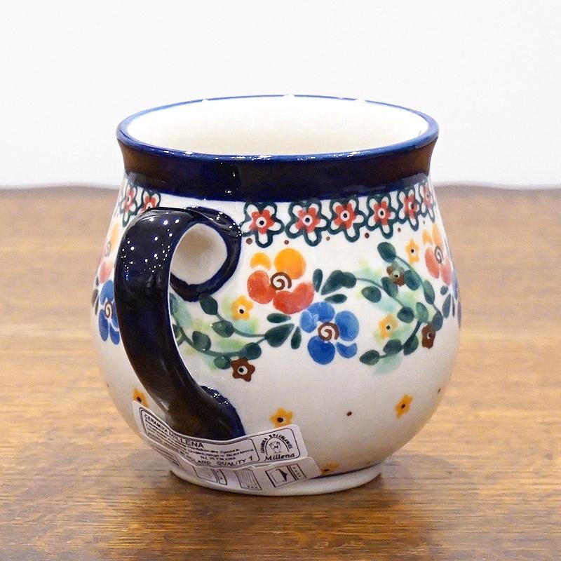 ポーランド陶器 ポーリッシュポタリー 「Millena」 マグカップ大（約360ml） M0117-B1 花かんむり : 輸入雑貨～カラン ...
