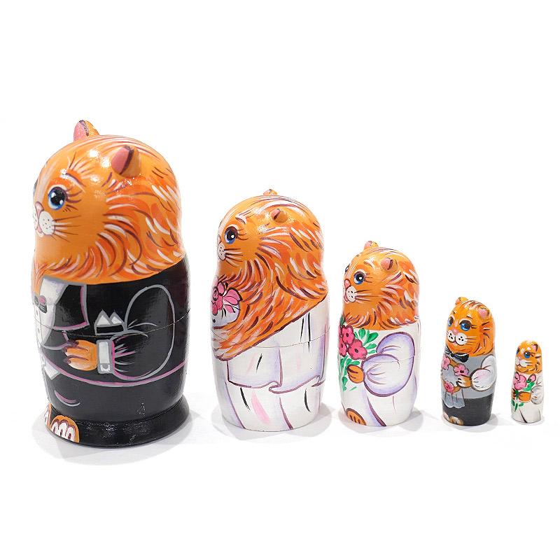 ロシア ウェディング猫マトリョーシカ（5P） MAT-099 : 輸入雑貨～カランフィル(旧店名 トプカプ) - 通販 - Yahoo!ショッピング