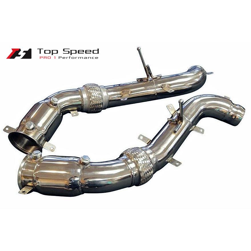 マクラーレン MP4-12/650S 用ダウンパイプ (200セル キャタ付き) (USAメーカー Top Speed PRO1製 ...