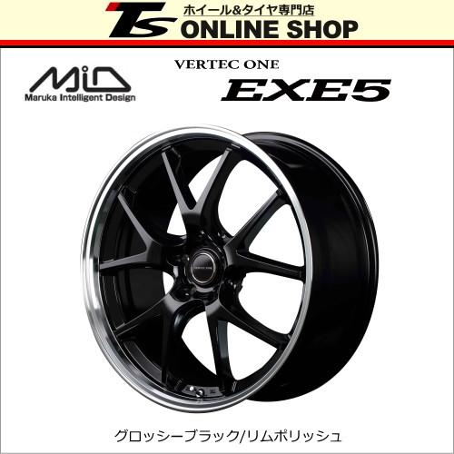 MID VERTEC ONE EXE5 7.0J-17インチ (48) 5H/PCD100 グロッシーブラック/リムポリッシュ ホイール4本セット ヴァーテックワンEXE5 マルカサービス正規 ...